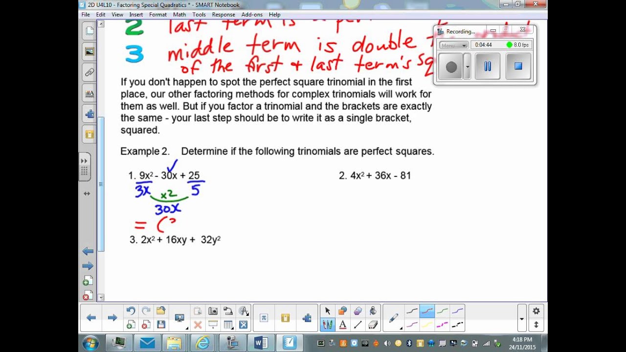 2D U4L10 Factoring Special Quadratics - YouTube