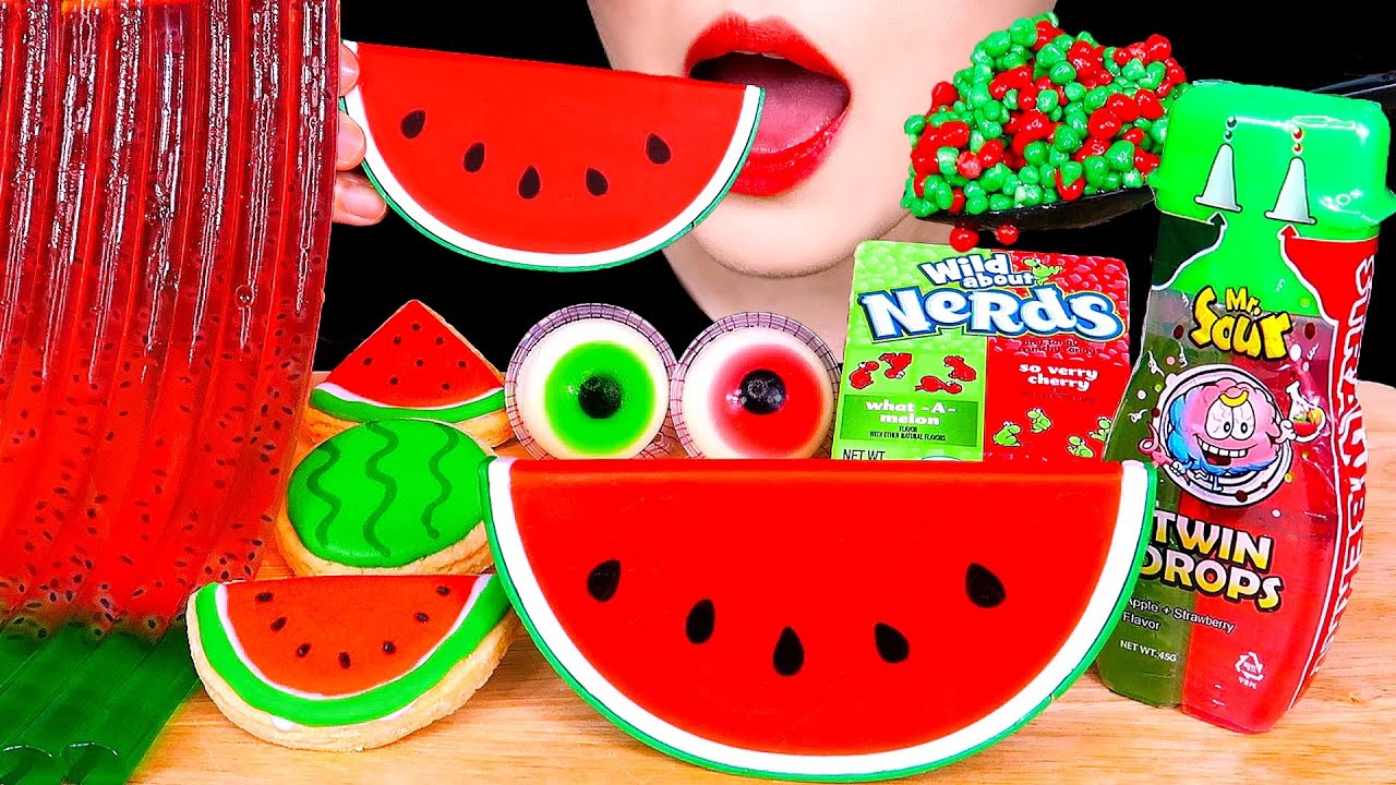 Asmr Watermelon Desserts Party 수박 먹방 Jelly Noodles Twindrops Popular