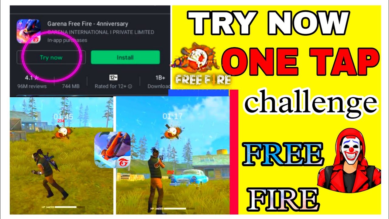 Ff Try Now | with challenge only one tap 🤠 | misson pass | free fire ...