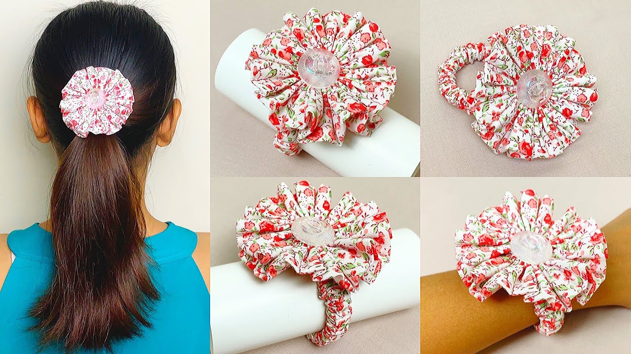 DIY Scrunchies 🌸 How To Make Flower Bow Scrunchies. How To Make ...