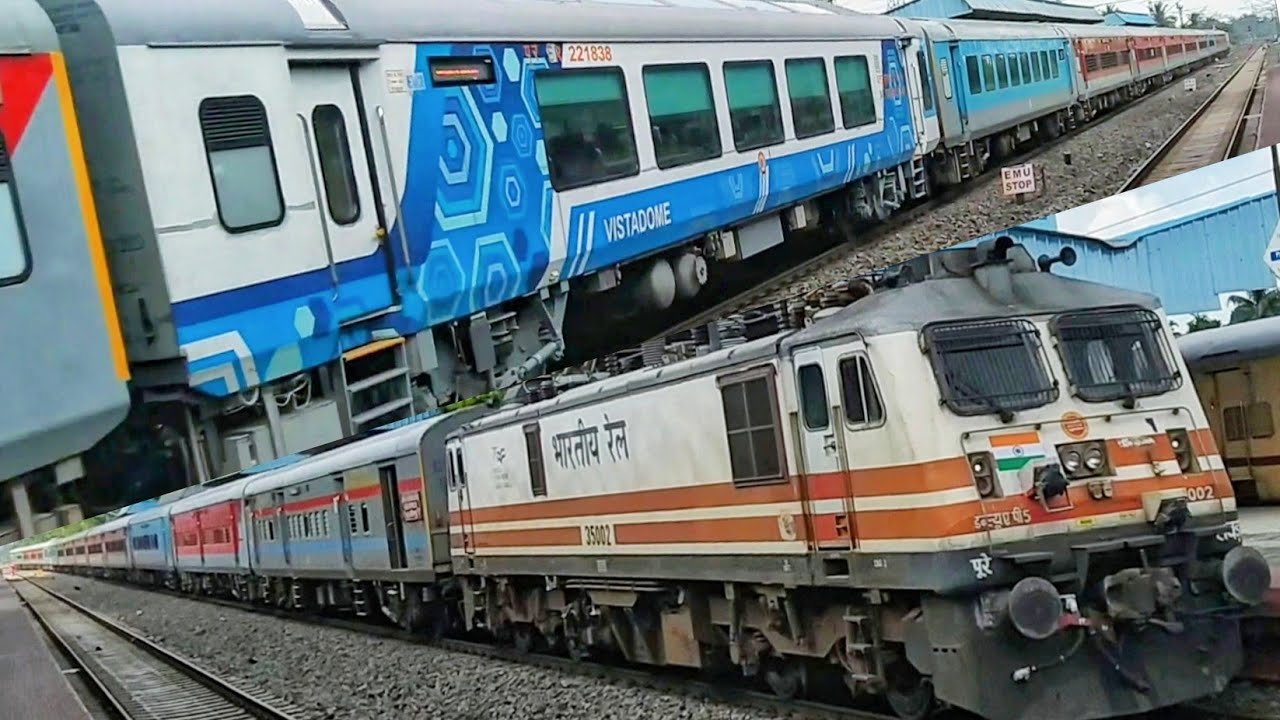 HWH WAP 5 hauled detoured "DOMELINER" 13053 HWH - RDP Kulik LHB Express ...