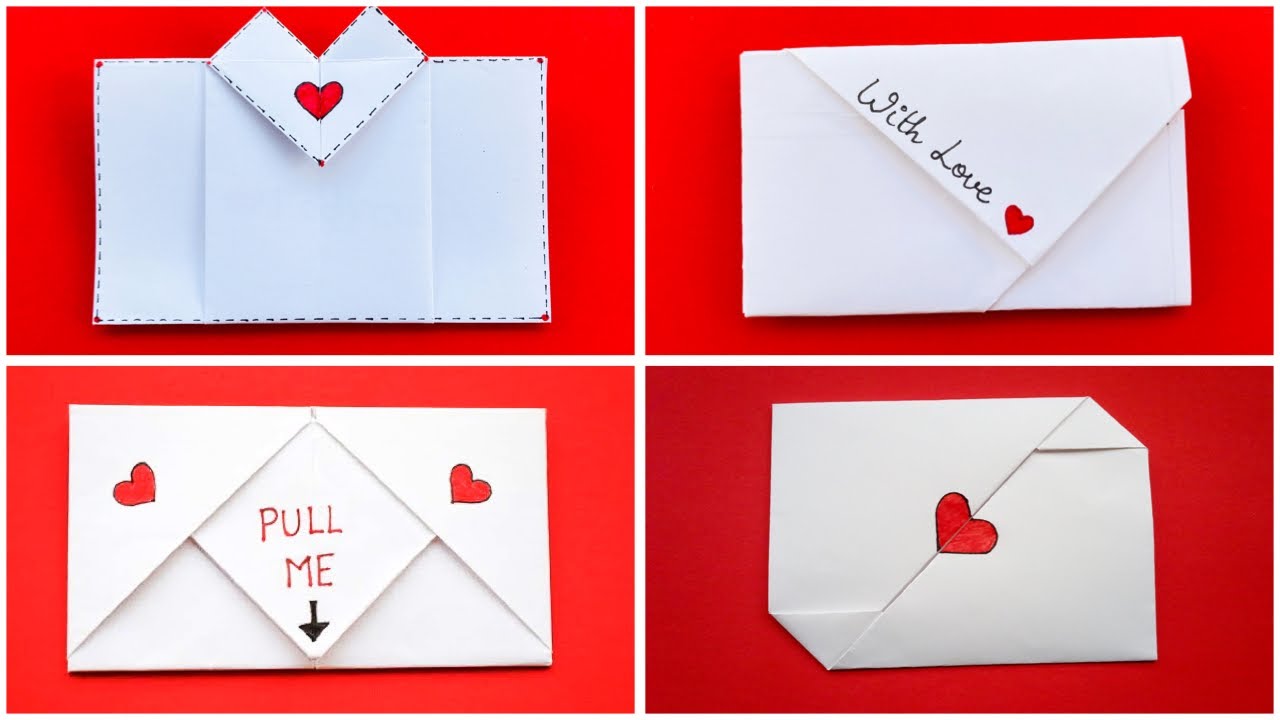 4 Love Letter Ideas | How to Fold a Letter | Easy Message Envelope # ...