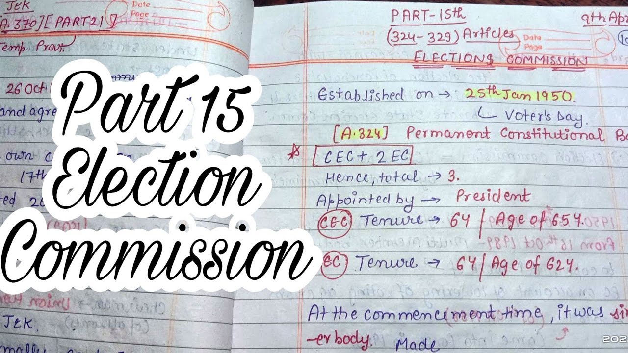 Part 15 ~~ Election Commission || lec.64 || Handwritten notes || Indian ...