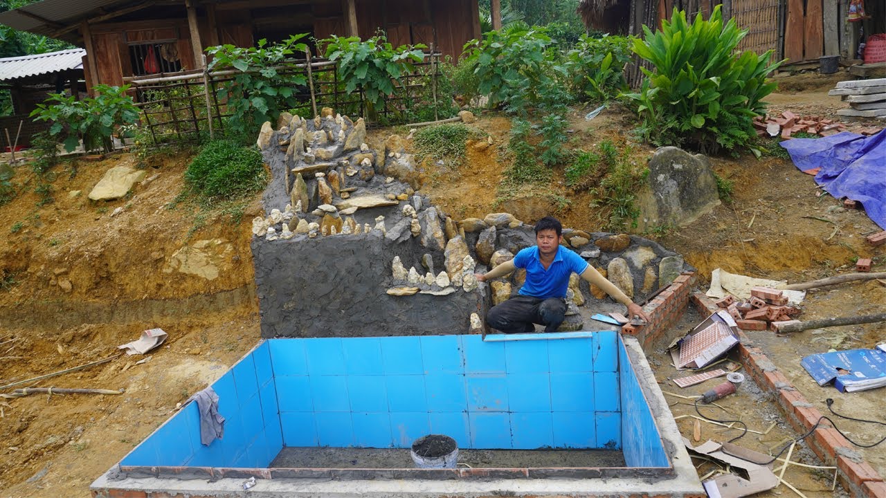 Build fish tank, grafting many raised rocks - Technique build green ...