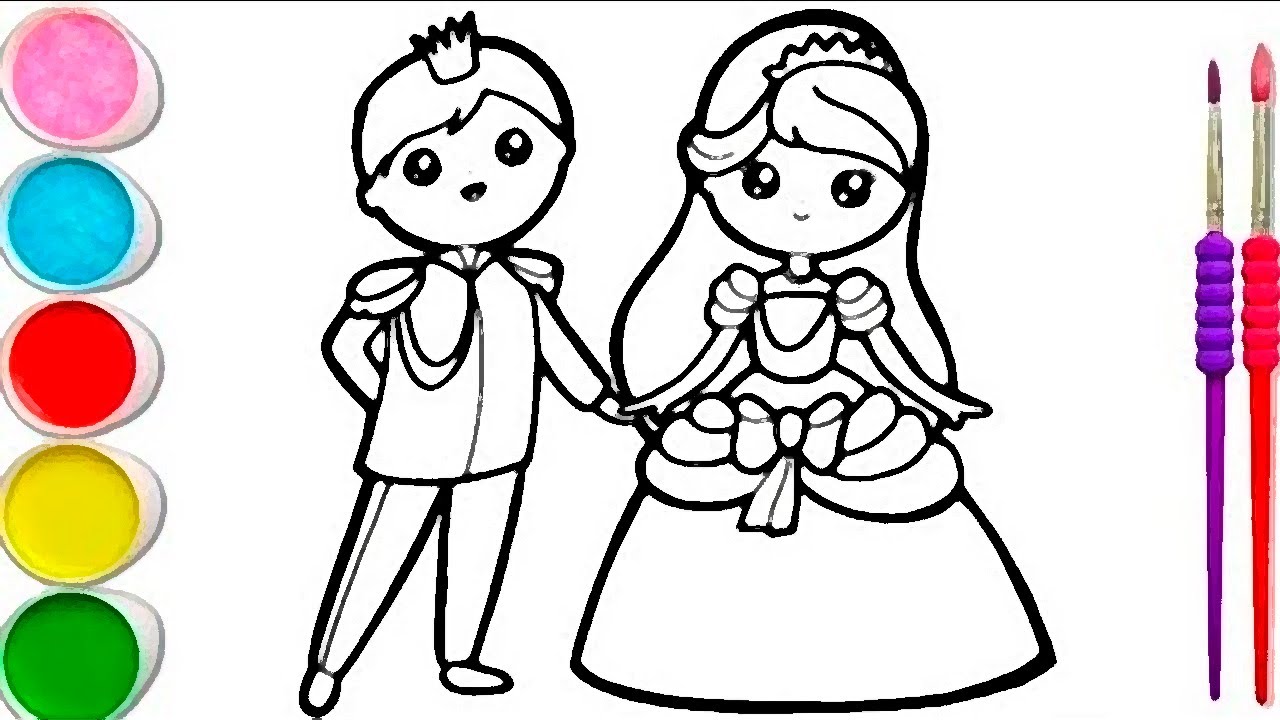 Cute Bride & Groom Drawing Painting Colouring for kids Toddlers | How ...