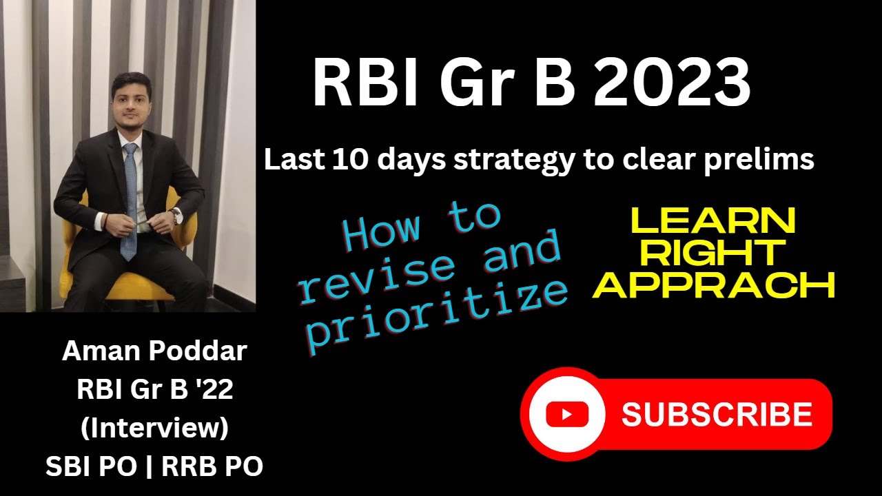 RBI GR B 2023 last 10 days strategy | How to clear prelims #rbigradeb # ...