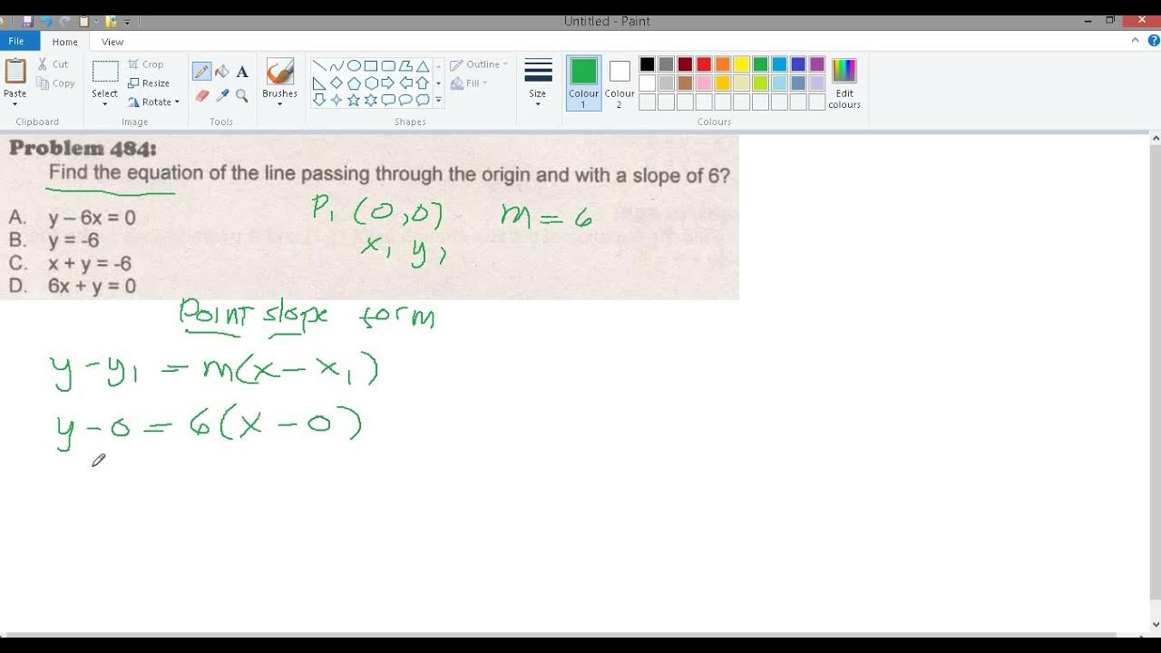 R42 EQUATION OF A LINE PASSES THROUGH ORIGIN GIVEN SLOPE TAGALOG - YouTube