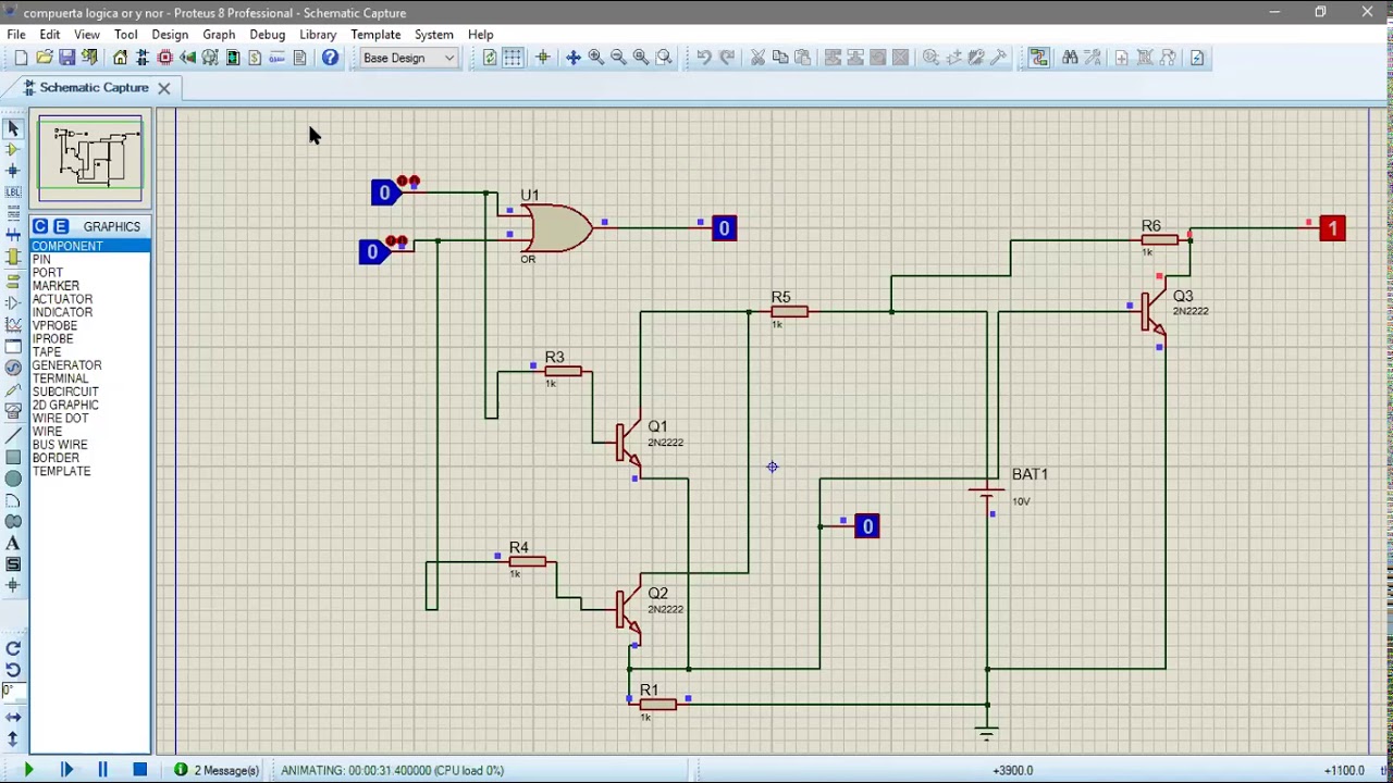 compuertas logicas or y nor. proteus 8.5 - YouTube