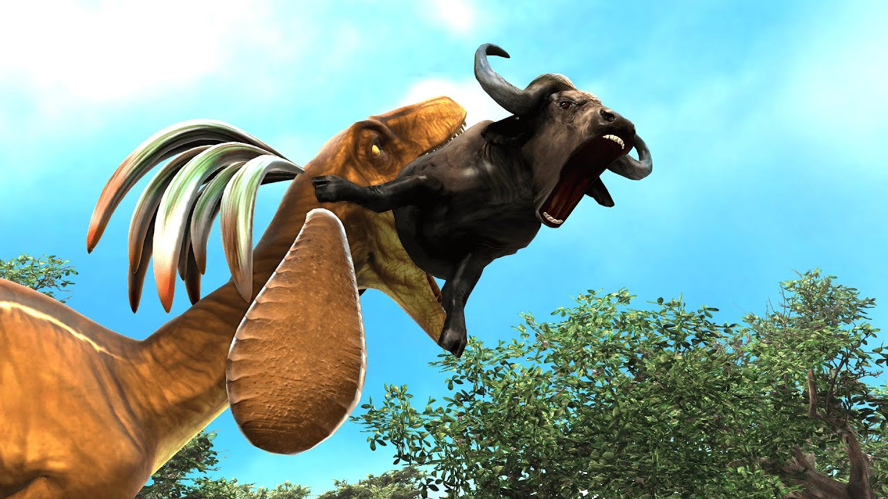 Dinosaur vs Buffalo vs Nick vs Old man, Buffalo Fight Dinosaur, Cartoon ...