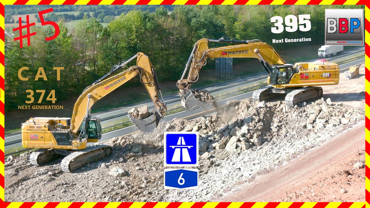 ⚠️ Caterpillar 374, 395 ⚠️ - Ausbau A 6, Schnelldorf, 02.09.2022. #5 ...