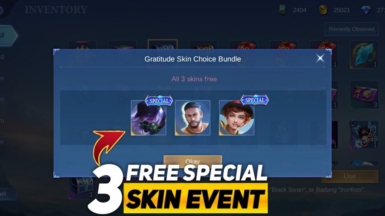 CLAIM 3 SPECIAL SKIN FREE JUST BY LOG IN | MLBB NEW EVENTS - YouTube