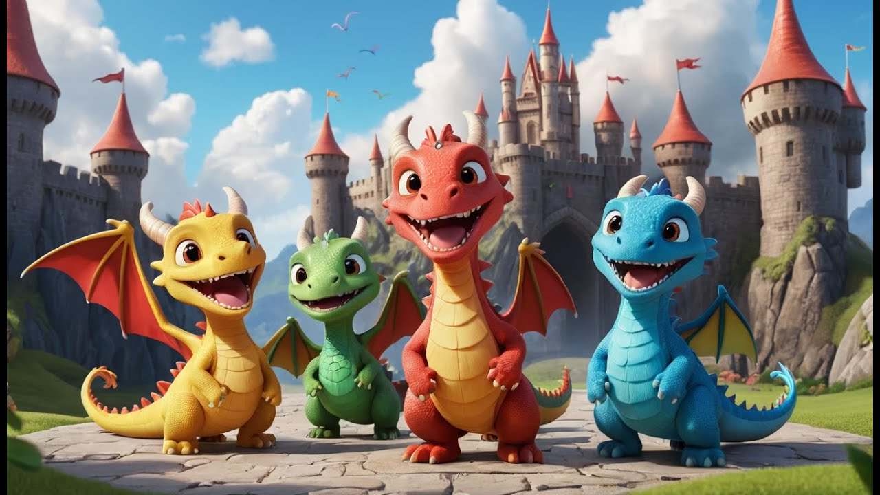 Four Little Toy Dragons Roar Roar Roar | Fantasy Counting Song for Kids ...