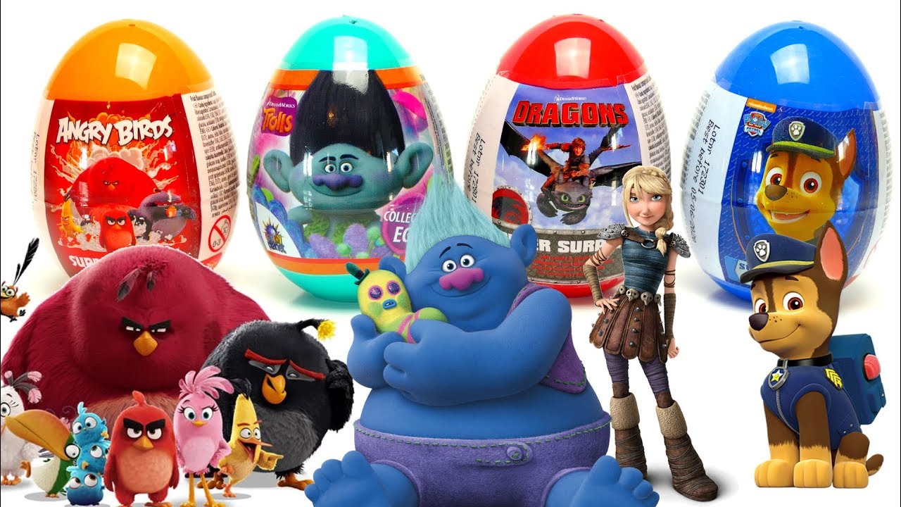 Angry Birds Trolls and Dragonds Surprise Egg with Toys and Candy - YouTube