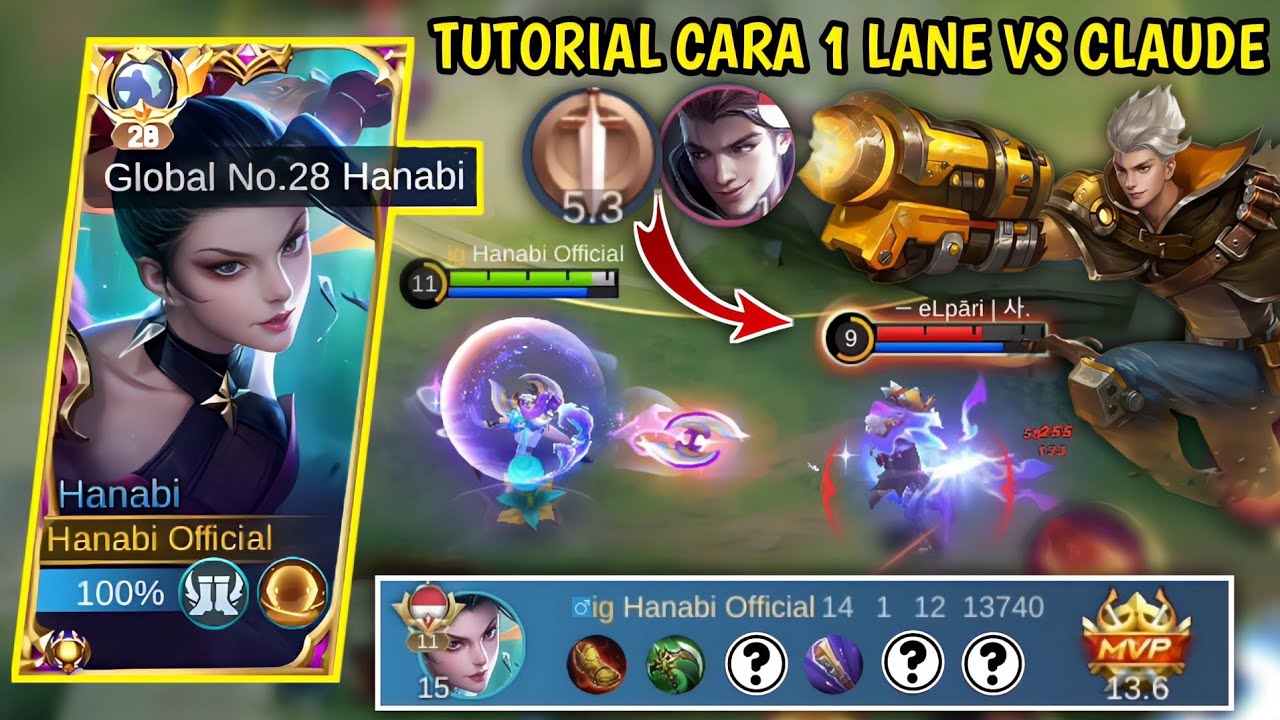 TUTORIAL CARA MELAWAN CLAUDE DI GOLD LANE! TERNYATA INI BUILD TERSAKIT HANABI BUAT CLAUDE - MLBB ...