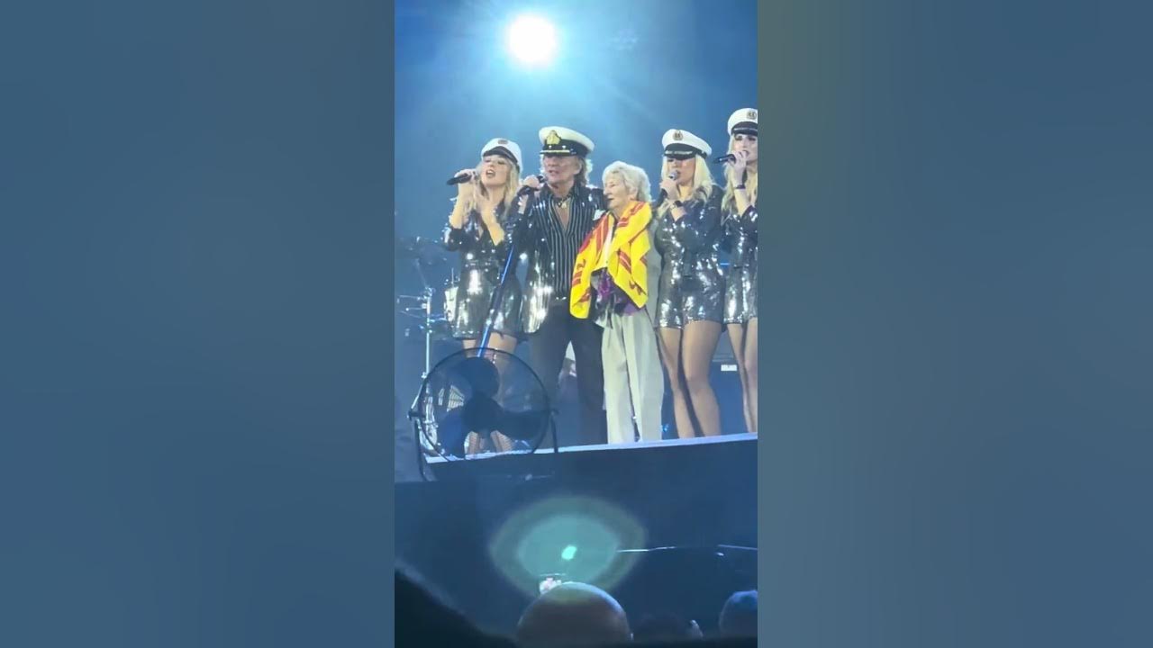 Sir Rod Stewart and his 94 year old sister on stage for Sailing @ Edinburgh Car Park by the ...