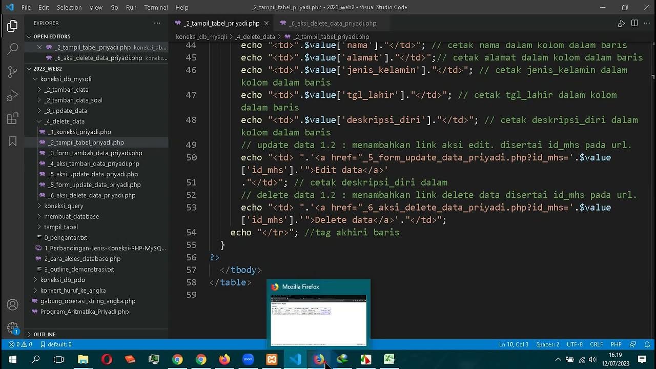 Belajar PHP native - CRUD - Membuat tombol delete data - YouTube