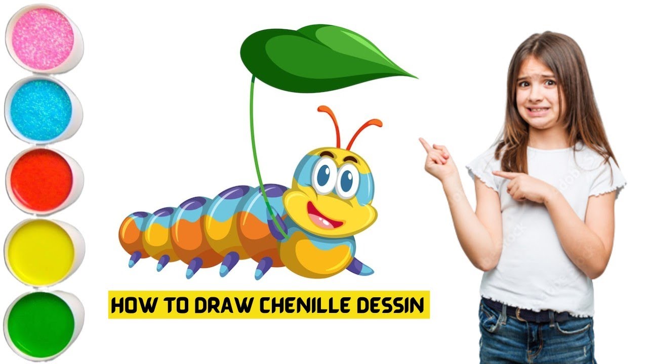 How to Draw Chenille Dessin et Coloriage pour les Enfants | Easy Step ...