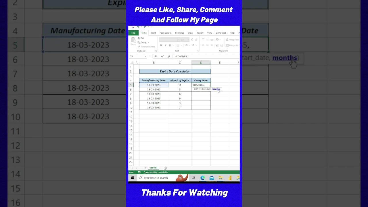 Excel Tutoring Learn How To Calculate Expiry Date Of Product In Excel Excel Tutoring Learn How To Calculate Expiry Date Of Product In Excel