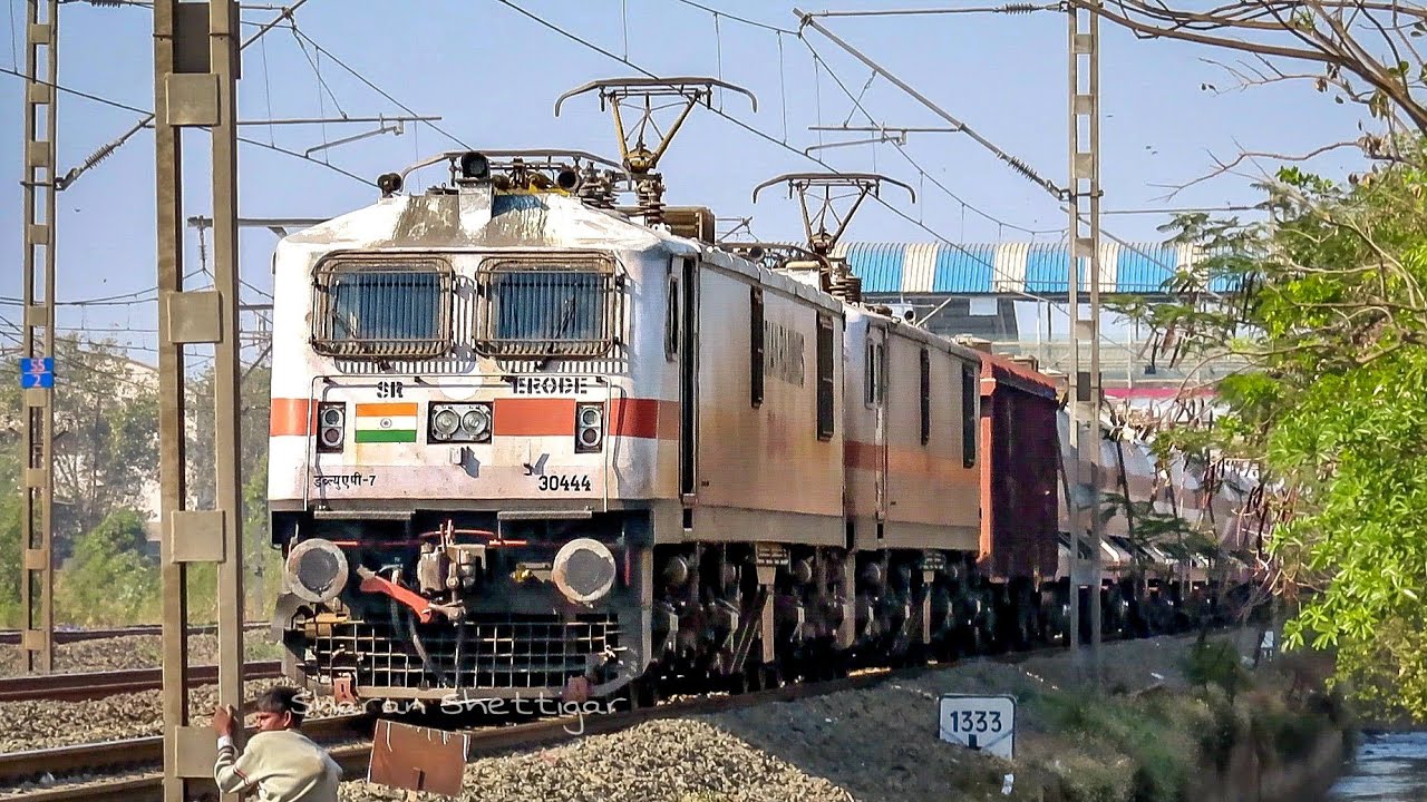 Express Locomotives Hauling Freight Trains Ft. Erode WAP7 Twins, BRC ...