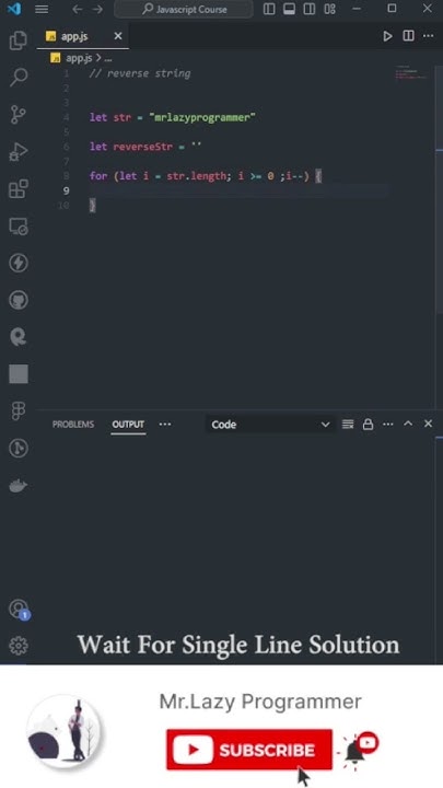 Reverse String Javascript In Single Line Javascript Javaprogramming Mrlazyprogrammer Youtube