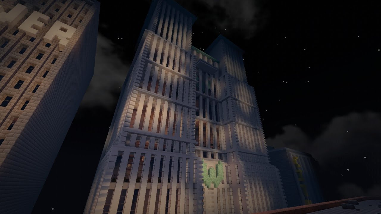 Minecraft Gotham city: Wayne Enterprises/Wayne Tower build - YouTube