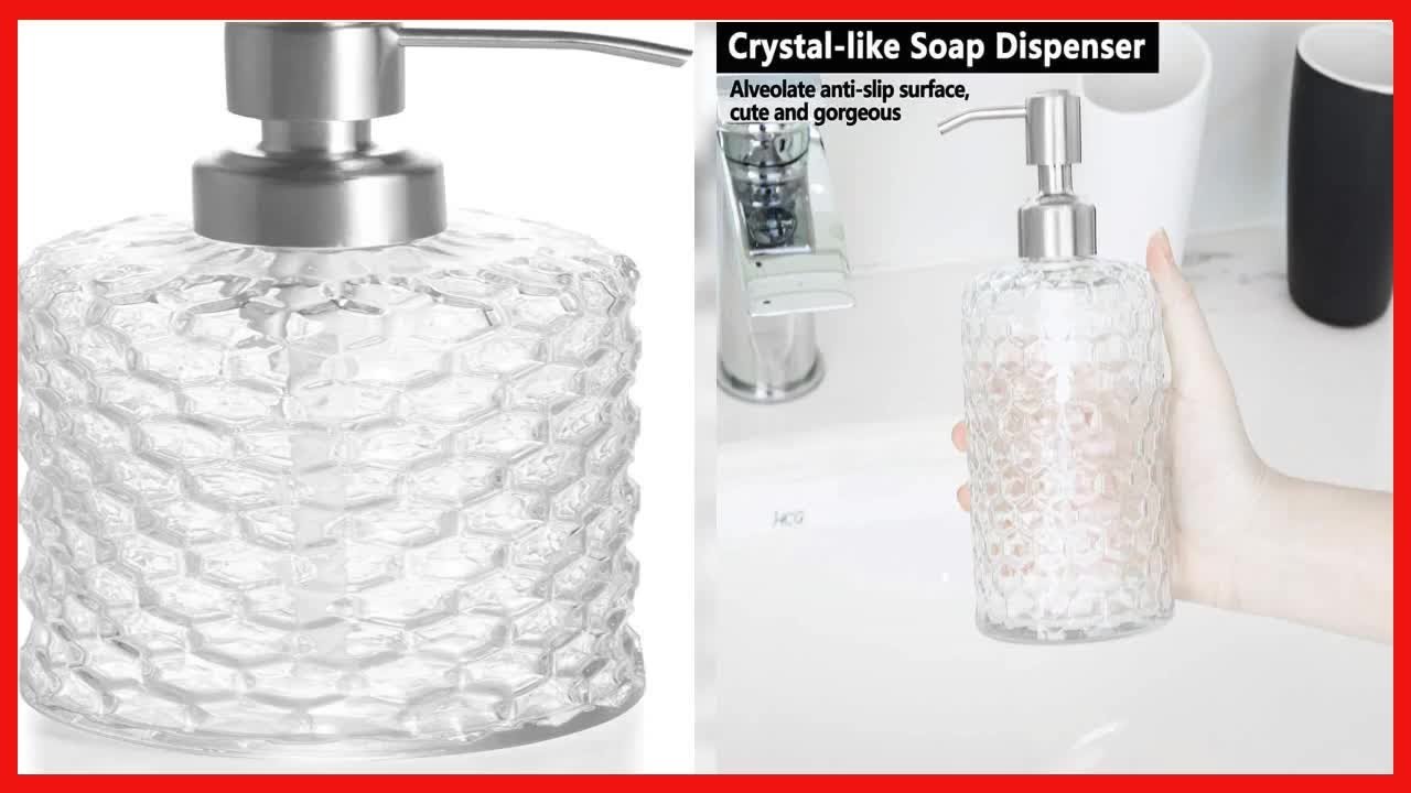 Easy-Tang 16 Oz Glass Soap Dispenser, Soap Dispenser with Stainless ...