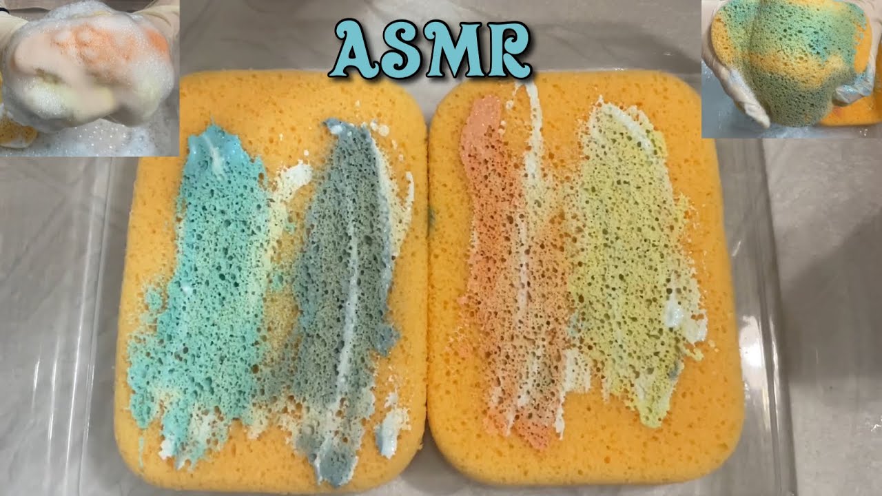 Pastel Colored Squeeze 🌈 + 2 Grout Sponges 🧽 / ASMR Sponge Squeezing ...