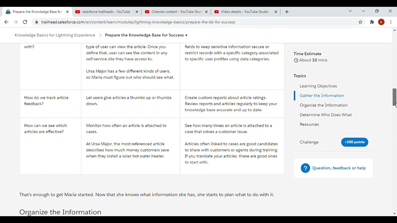 Prepare the Knowledge Base for Success Salesforce Trailheads - YouTube