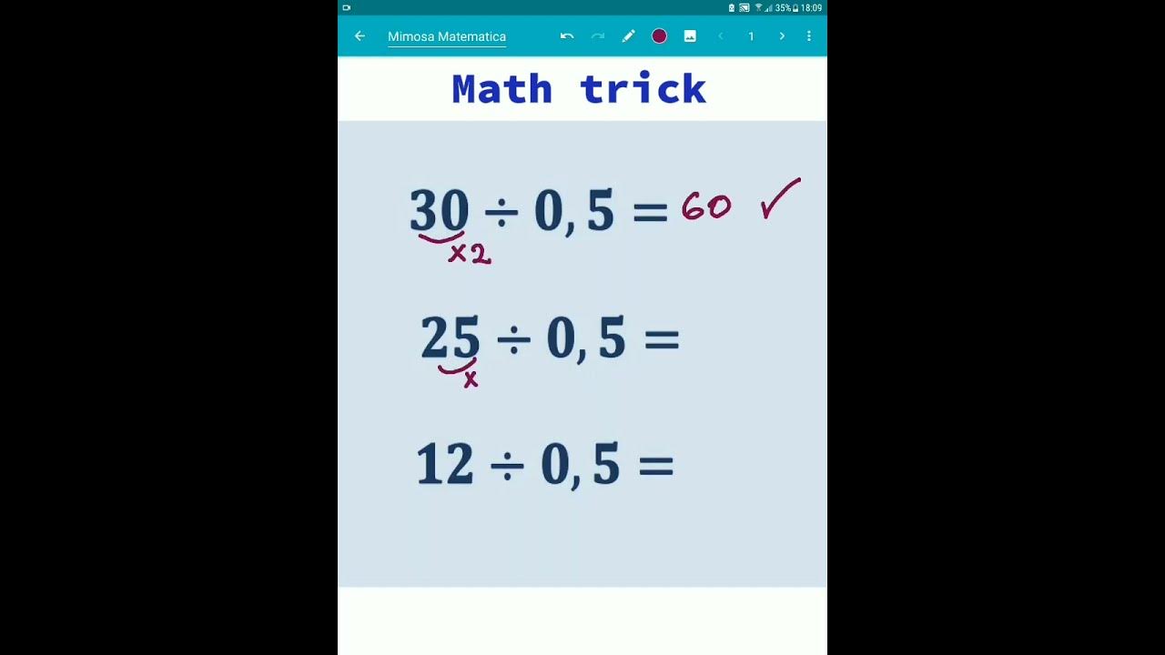 Math trick, Dividing by 0.5, Dividere per 0.5 #mathematics #mathstricks #maths #matematica - YouTube