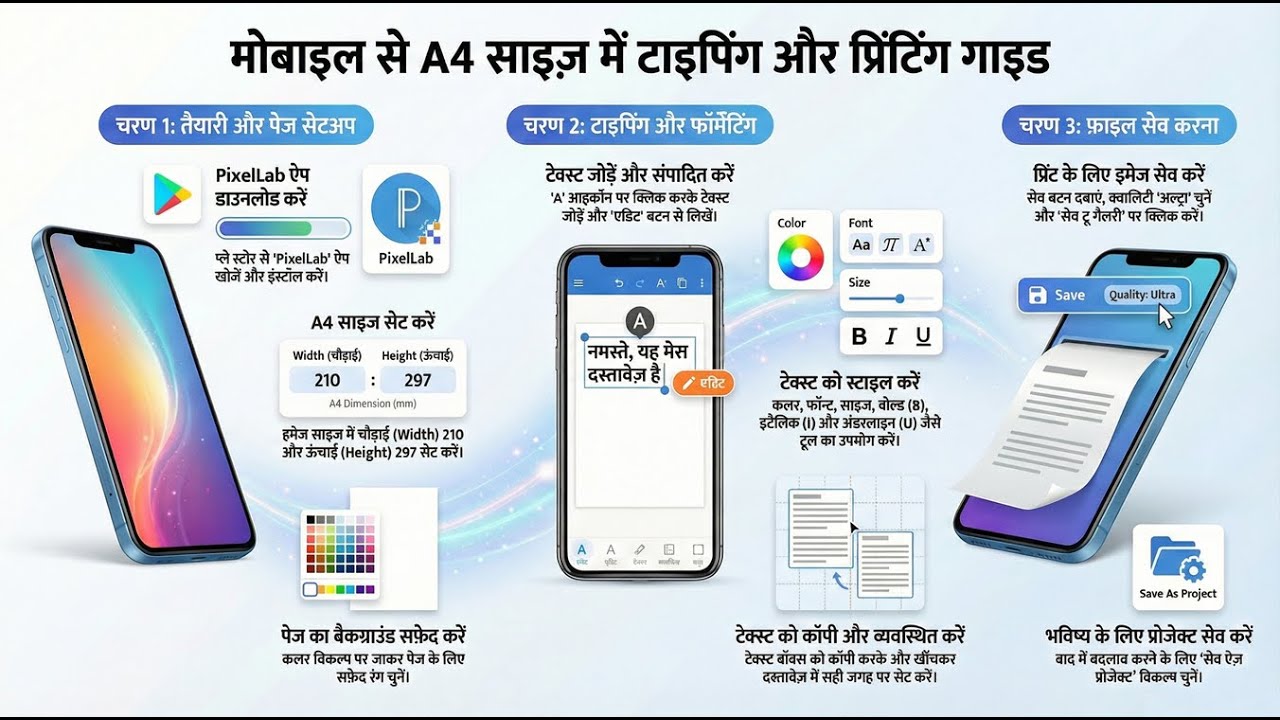 Mobile Se A4 Size Me Typing Aur Printing | Complete Step by Step Guide ...