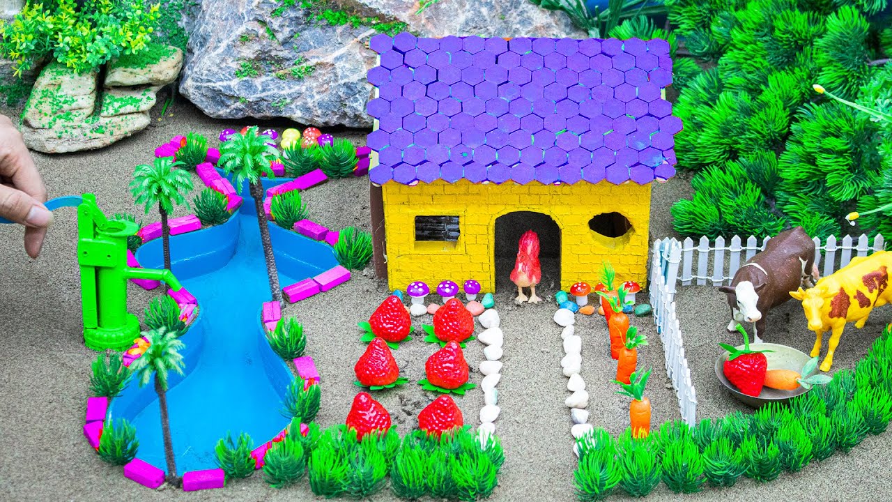 DIY mini Farm Diorama with house for cow, pig | How to supply water ...