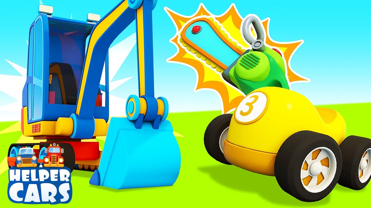Helper Cars - a timber truck for kids & an excavator for kids. Car ...