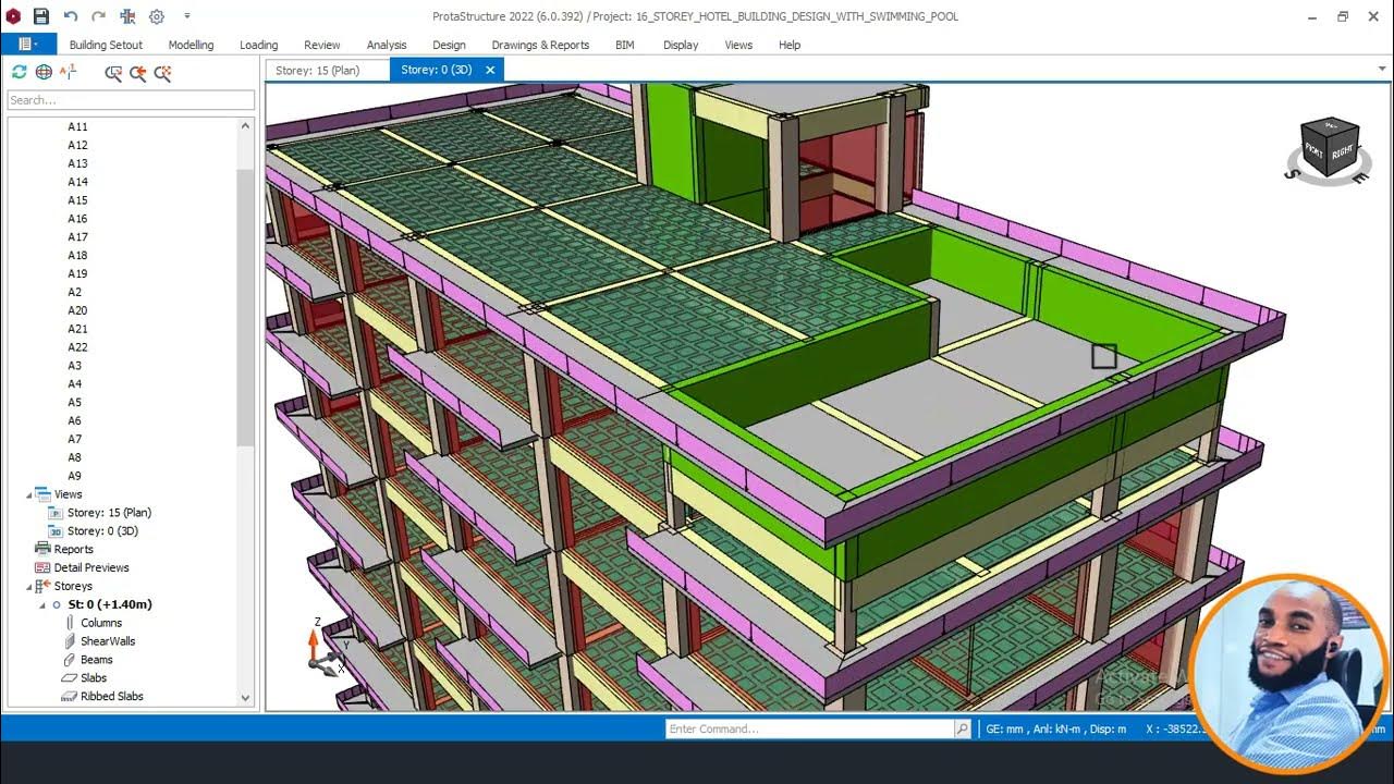 PART 11 - 16 STOREY HOTEL BUILDING DESIGN IN CIVIL ENGINEERING USING PROTASTRUCTURE 2022 - YouTube