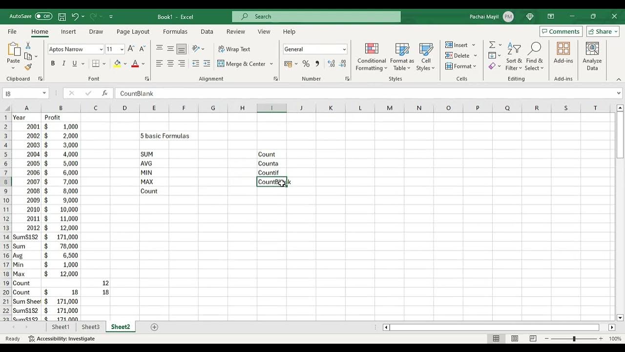 Using Data's from different sheets for function in MS Excel for Data Analysis MS Excel ...