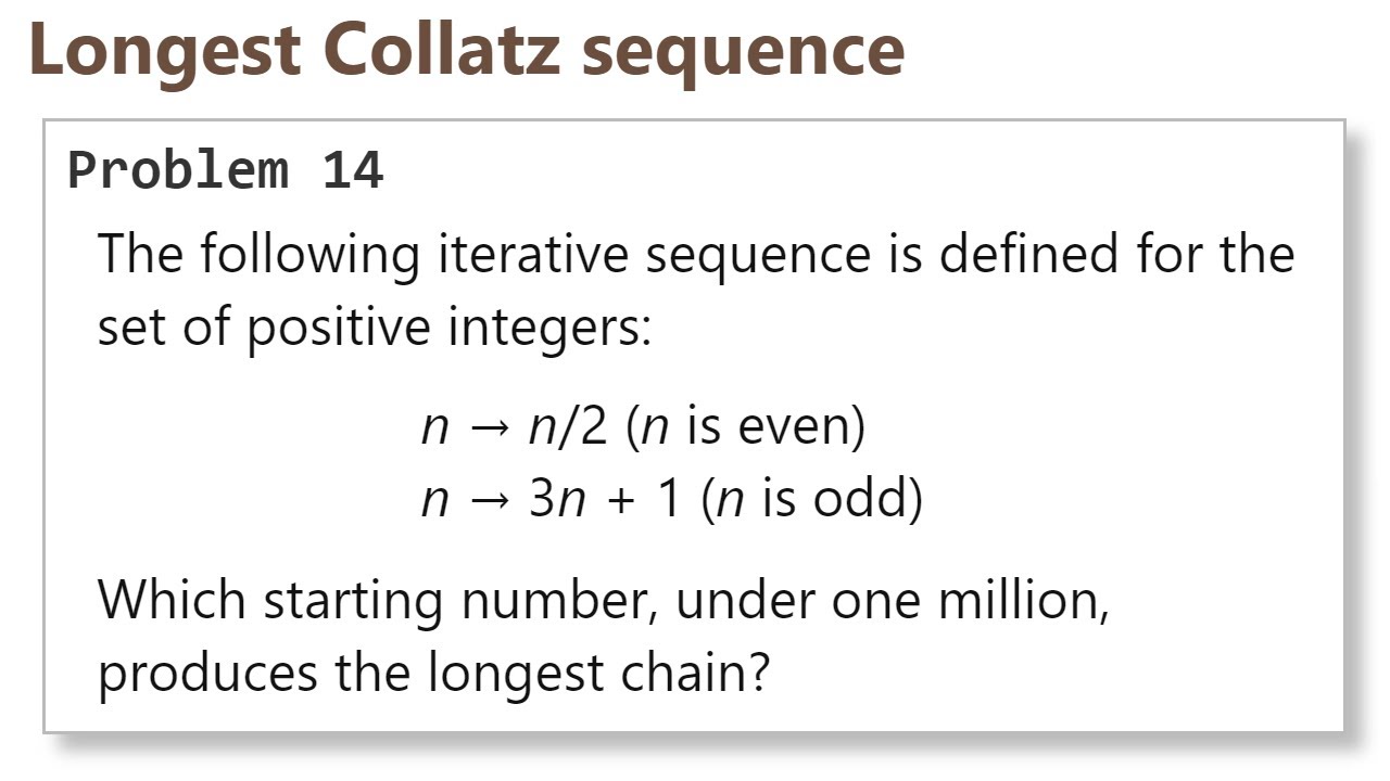 Project Euler: Problem 14 (C/C++) - YouTube