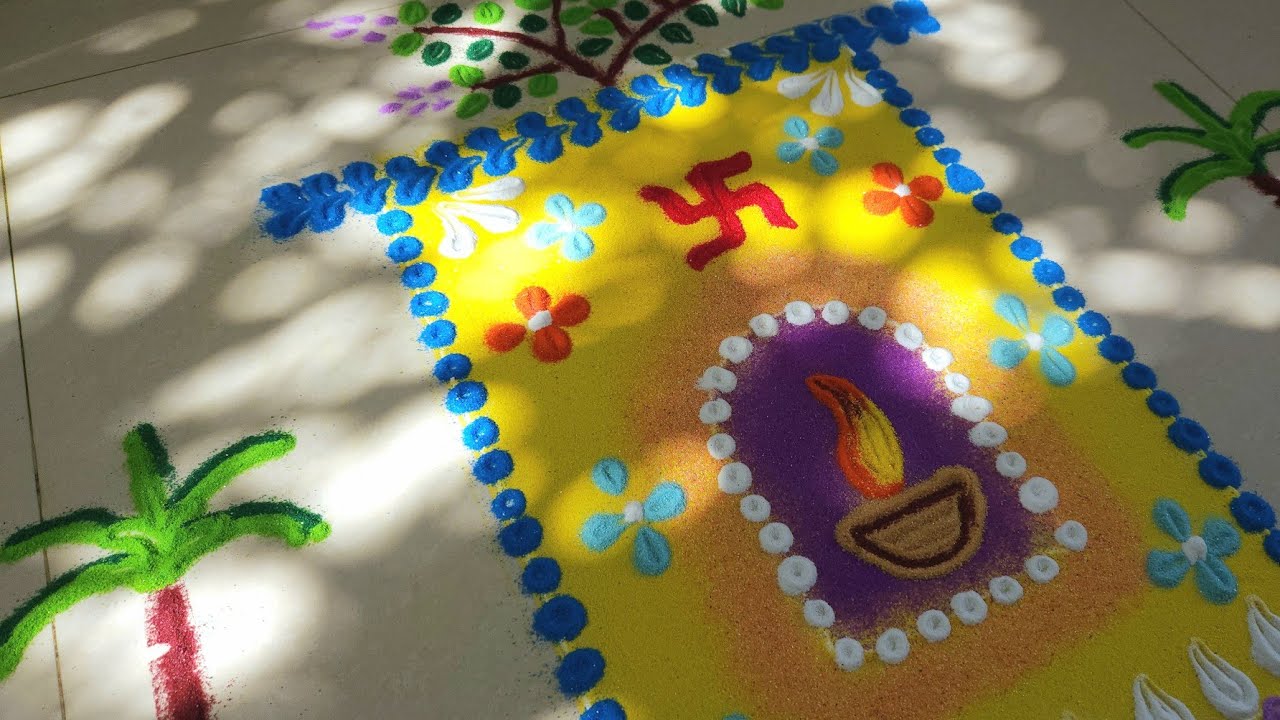 Tulsi Vivah Rangoli / Tulsi kyara rangoli / Tulsi lagna rangoli / Ganna ...