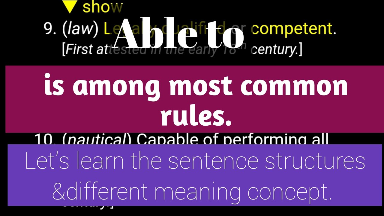 Use of able to / sentences of able to/ different uses of able to - YouTube