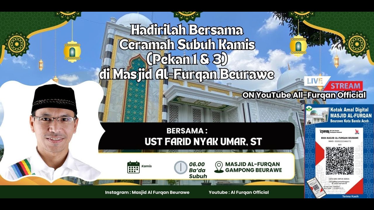 Live Ceramah Subuh Kamis Oleh Ust Farid Nyak Umar, ST - YouTube