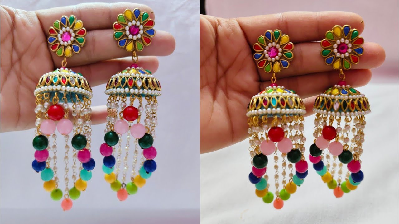 How to make colour full earrings/Navratri festival/special Navratri ...