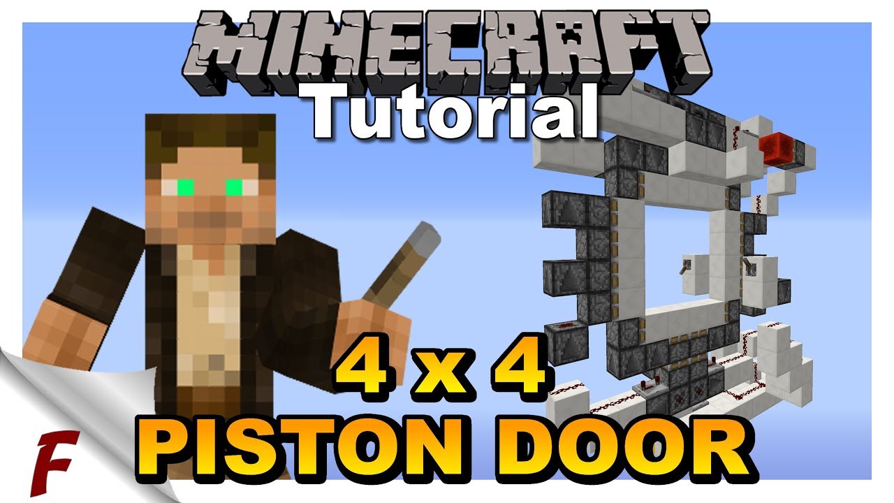 4x4 Piston Door Minecraft Tutorial using 2 x 2x1 Hipster Doors. Opens from both sides. - YouTube