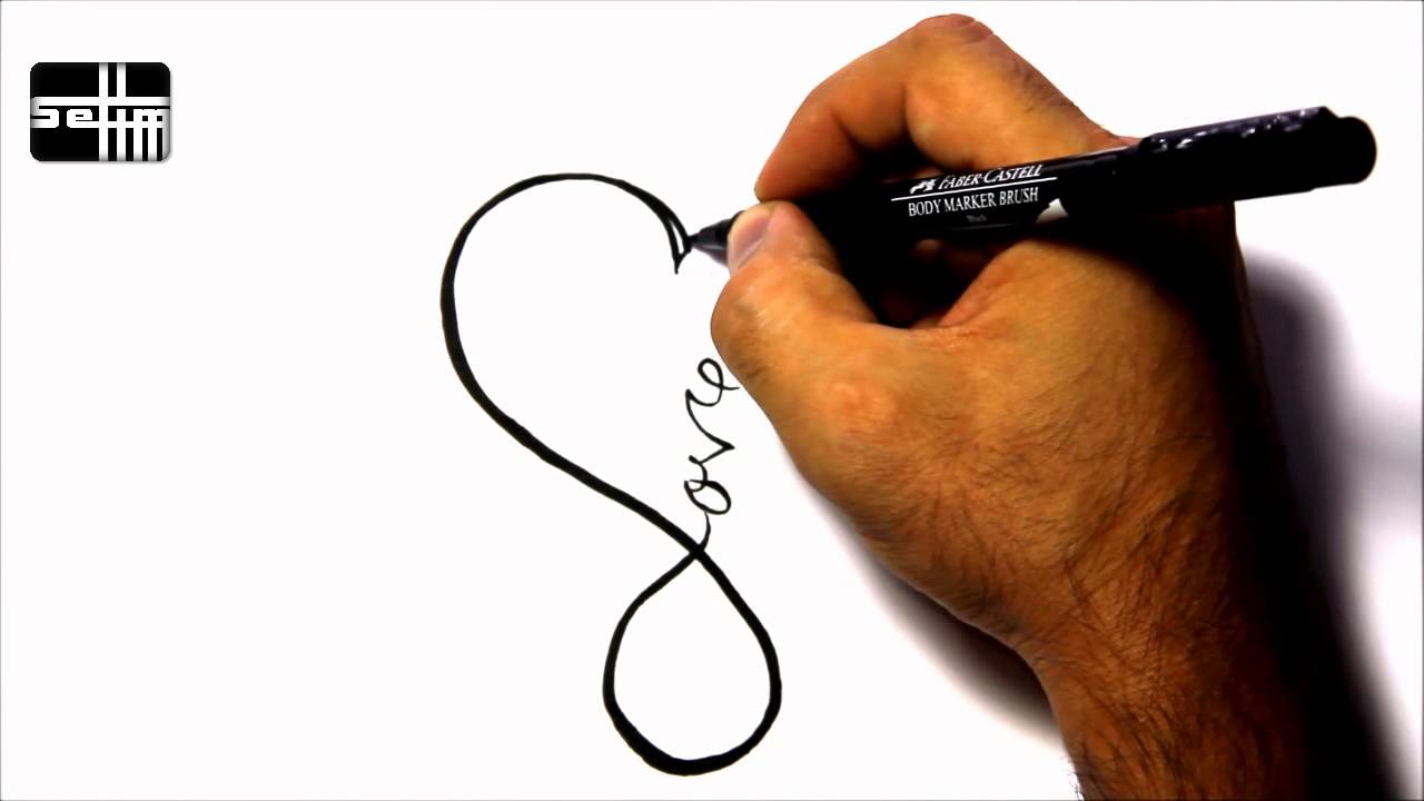 How To Draw love heart - Tattoo Design Style Amazing - YouTube