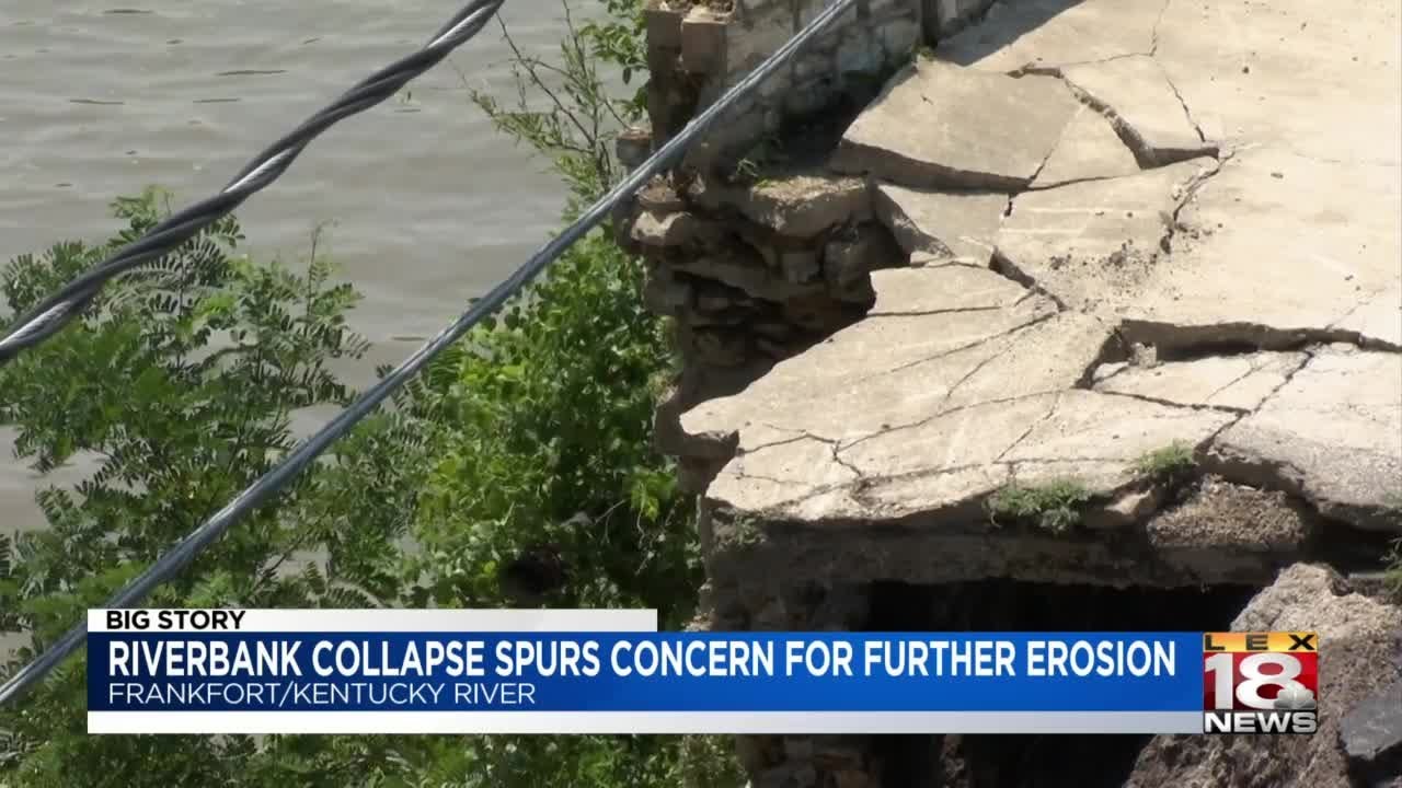 Riverbank collapse spurs concern for further erosion - YouTube