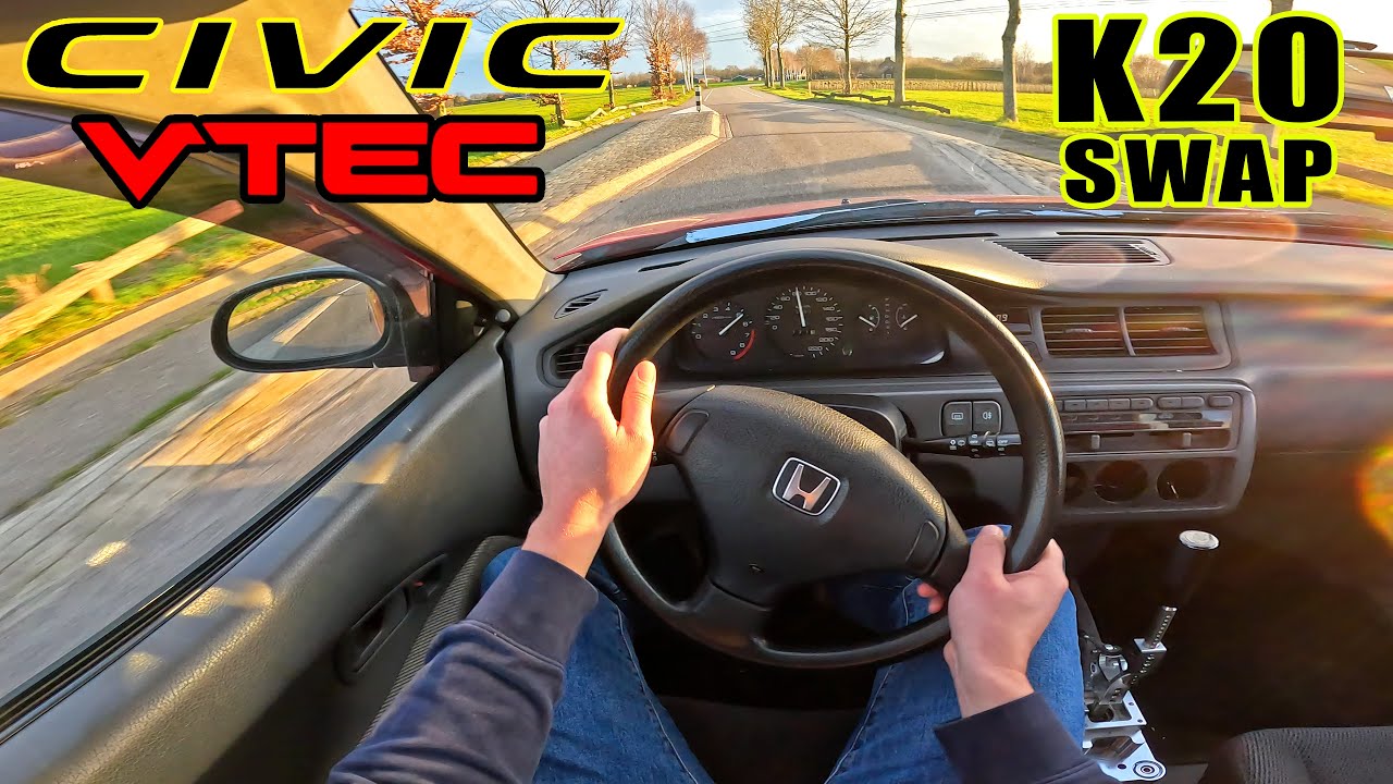 9000RPM VTEC Honda Civic EG *K20 ENGINE SWAP* POV Test Drive w/ LAUNCH ...