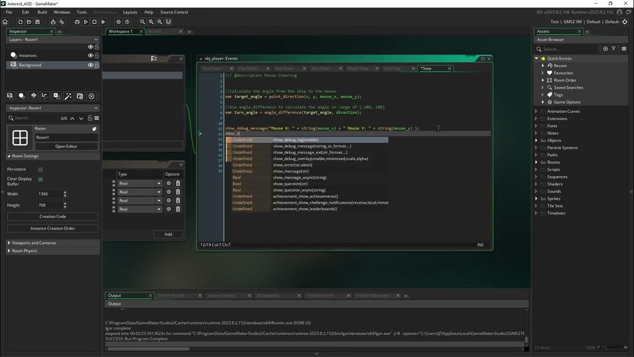 Asteroids (GameMaker) Lesson 1.2 - Mouse Controls - YouTube