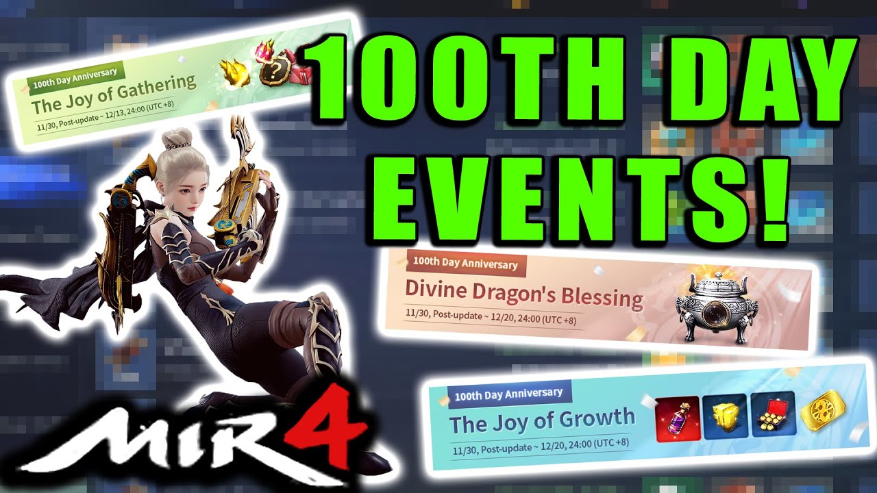MIR4 - 100th Day Events! FREE STUFF! Divine Dragon's Blessing, Joy of ...