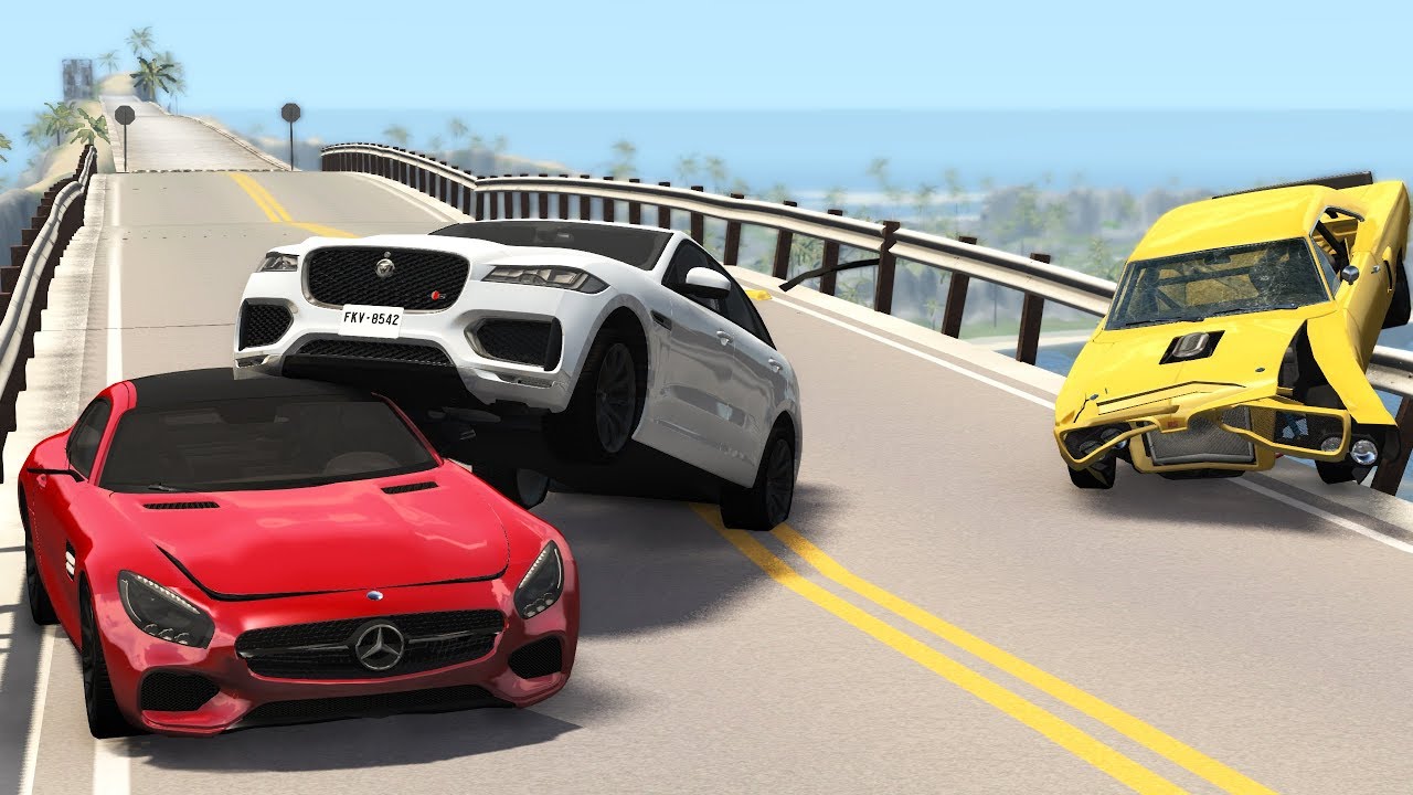Bridge Collapsing Pileup Car Crashes #3 - Beamng Drive - YouTube