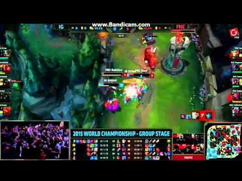 LOL 2015世界大賽16強小組賽W2D4 IG VS FNC Huni 雷文神操作 拿到了四連殺 - YouTube