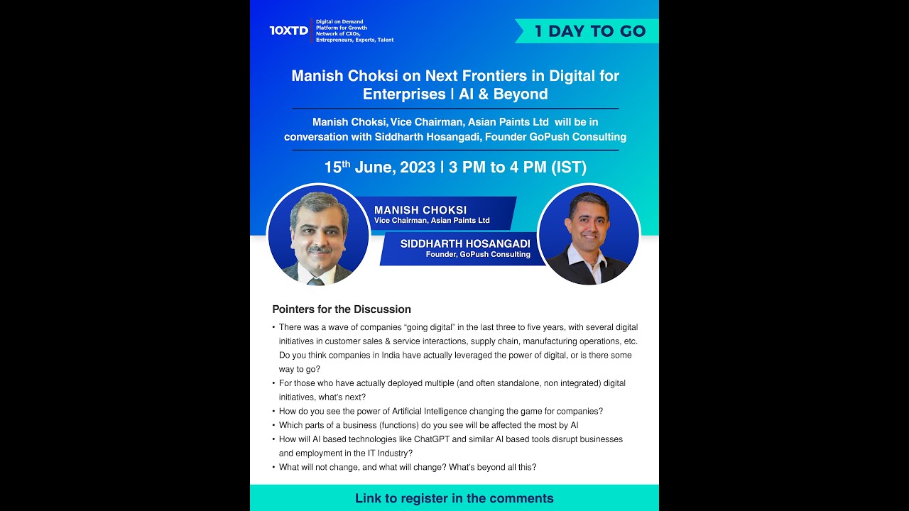 Manish Choksi on Next Frontiers in Digital for Enterprises | 10XTD ...