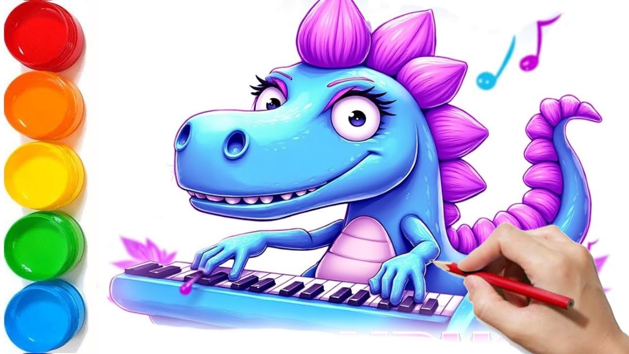 How to draw a cute Pianosaurus EASY Steps - YouTube