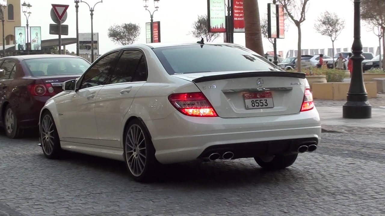 C63 AMG Mercedes-Benz - loud & proud - JBR The Walk Dubai Marina - YouTube